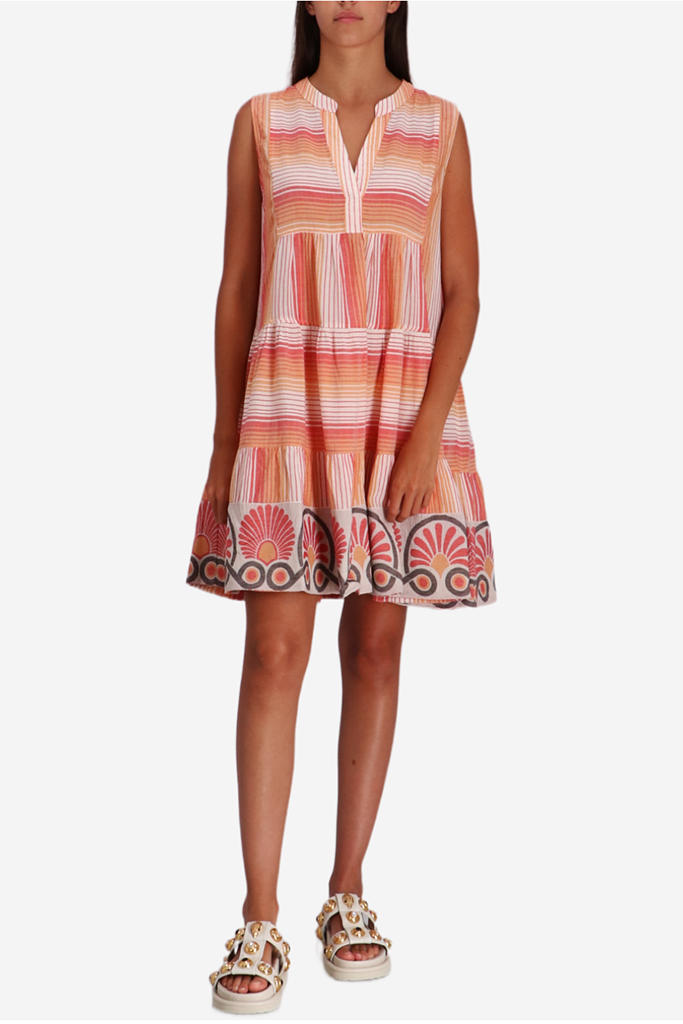 Ino Dress in Stripe Red/Orange – Arielle Clothing