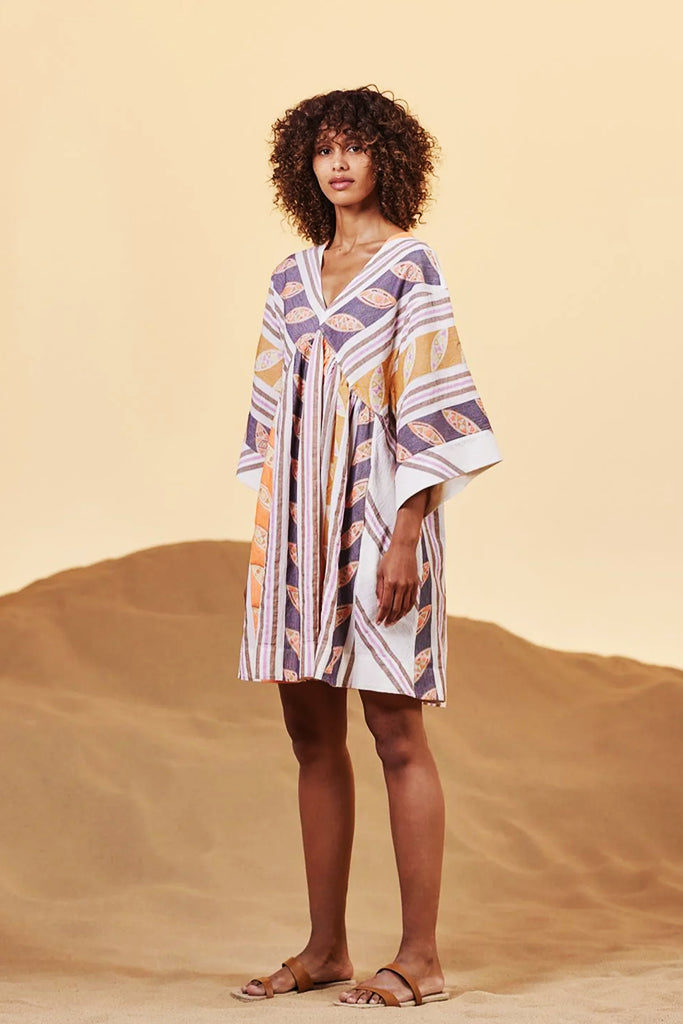 Tiara Dress in Orange/Lila – Arielle Clothing