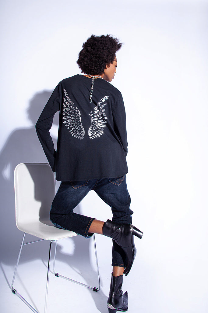 Lea Wings Tee in Black – Arielle Clothing